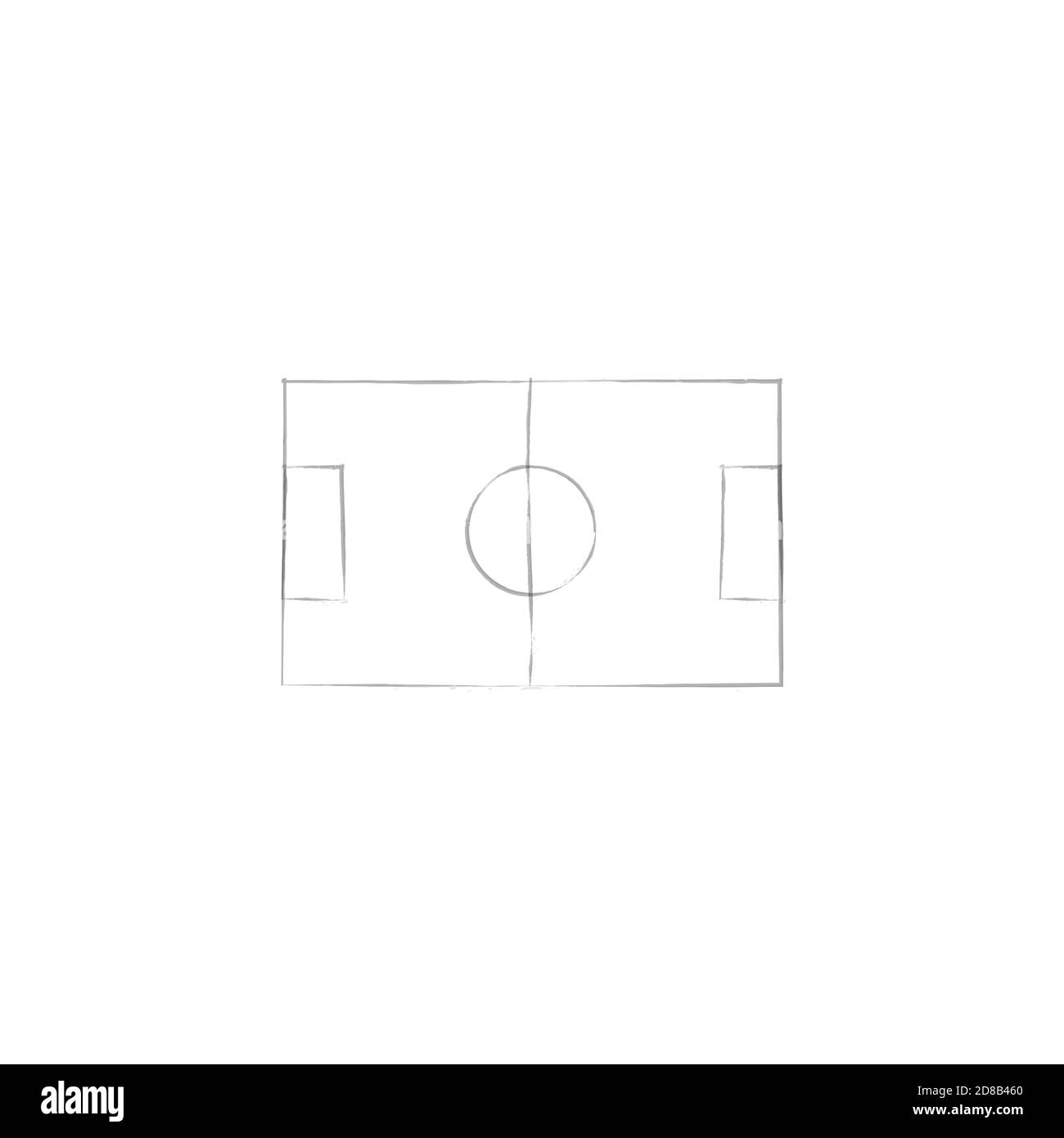 Hand drawn doodle soccer field. Stock vector illustration isolated on ...