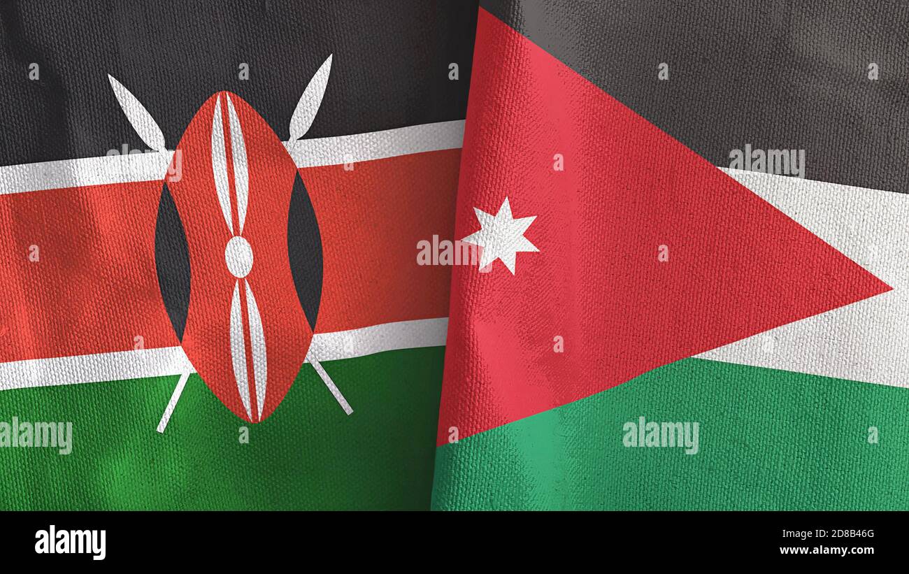 Jordan and Kenya two flags textile cloth 3D rendering Stock Photo - Alamy