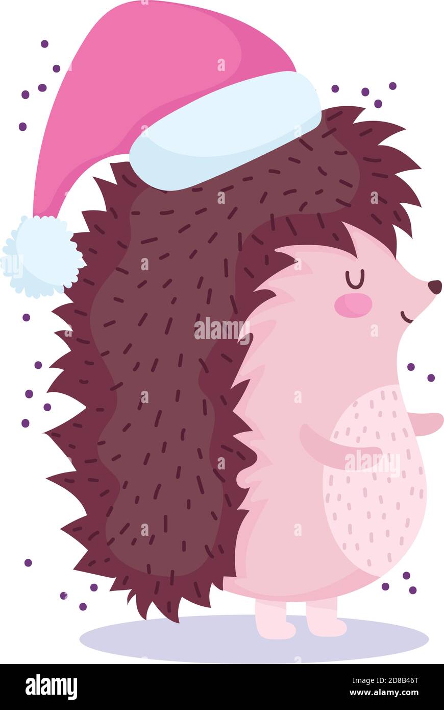 merry christmas, cute hedgehog with santa hat cartoon vector ...