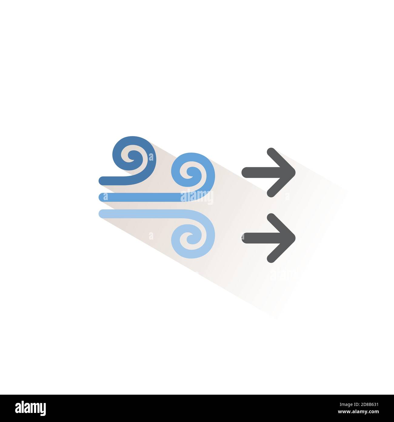 Wind with two arrows. Isolated color icon. Weather glyph vector ...