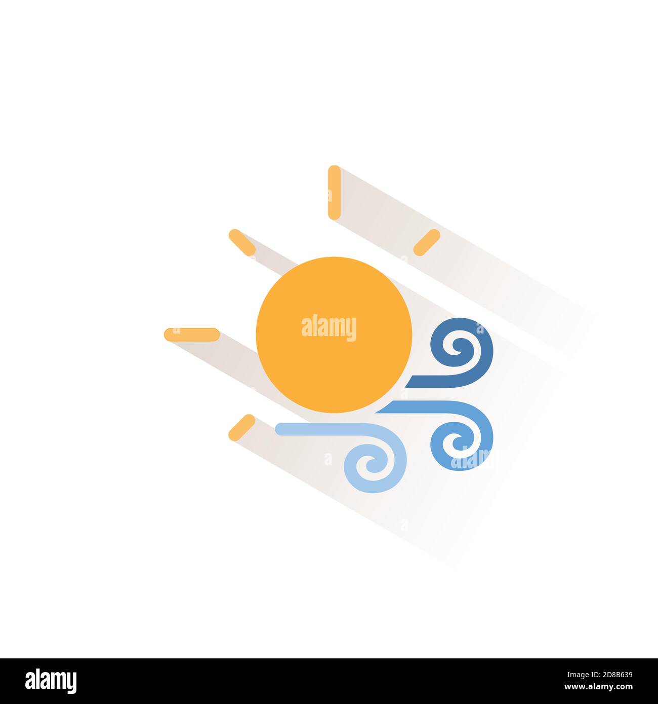 Wind and sun. Isolated color icon. Weather glyph vector illustration ...