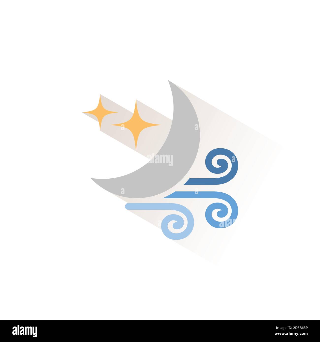 Wind and moon. Isolated color icon. Weather glyph vector illustration ...