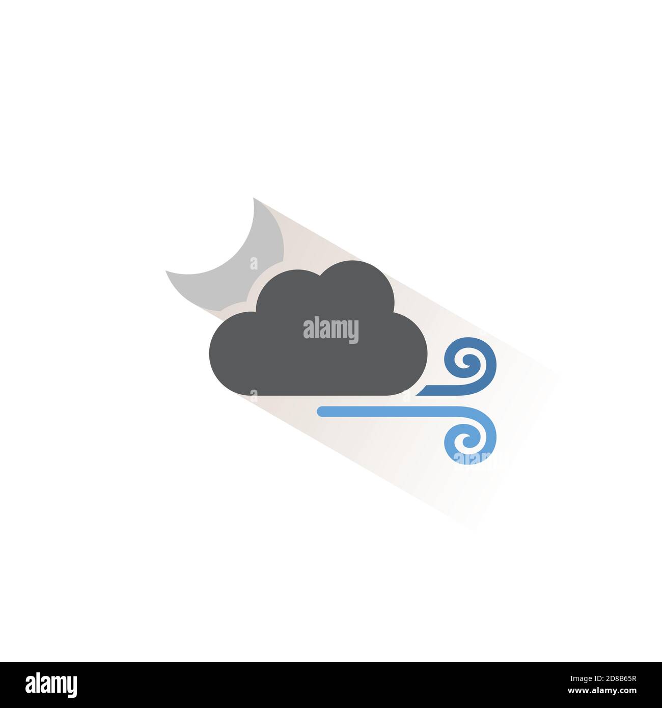 Wind, moon and cloud. Isolated color icon. Weather glyph vector ...