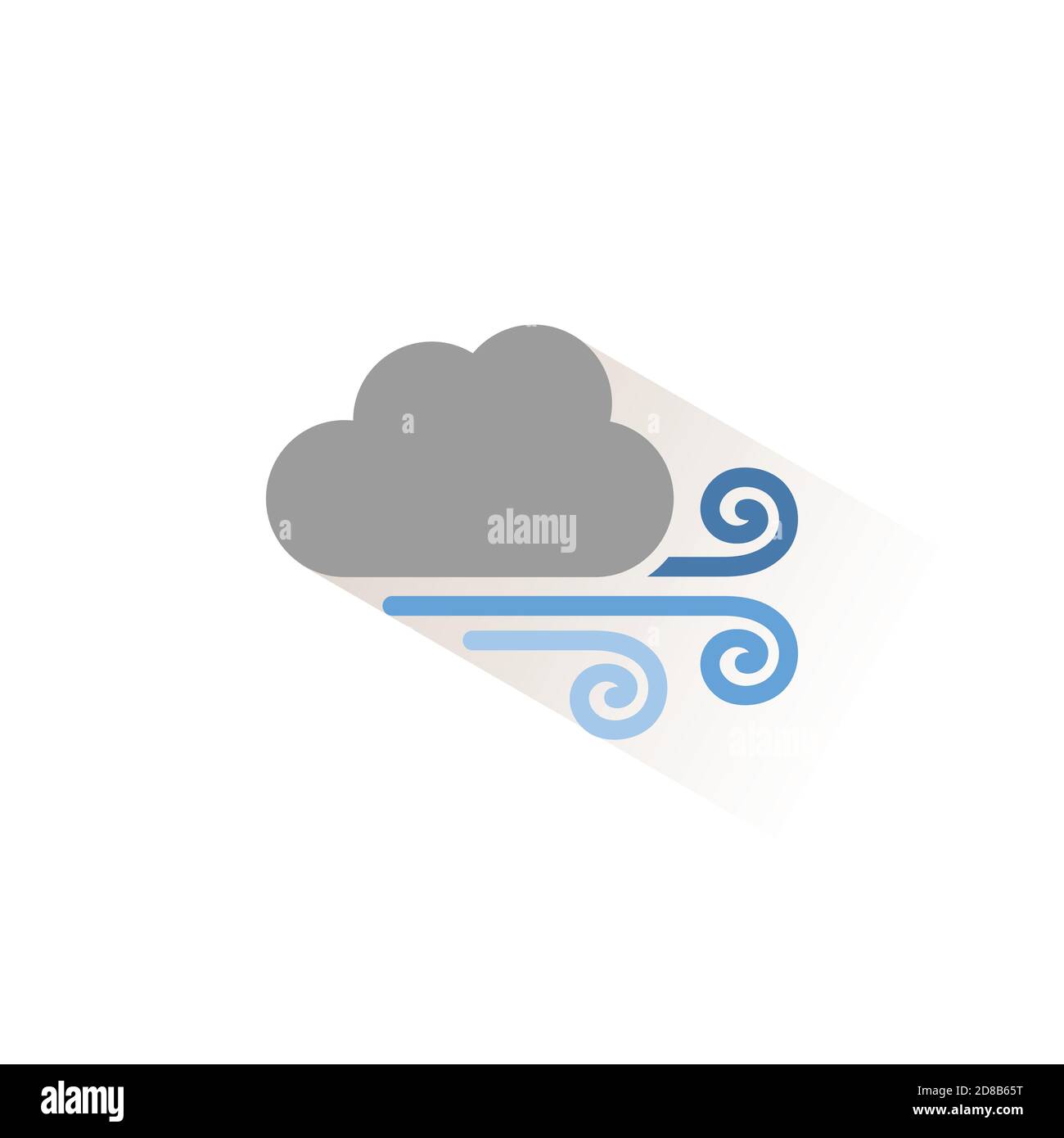 Strong wind and cloud. Isolated color icon. Weather glyph vector ...