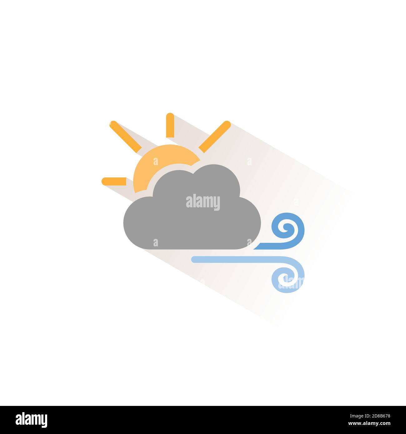Wind, sun and cloud. Isolated color icon. Weather glyph vector ...