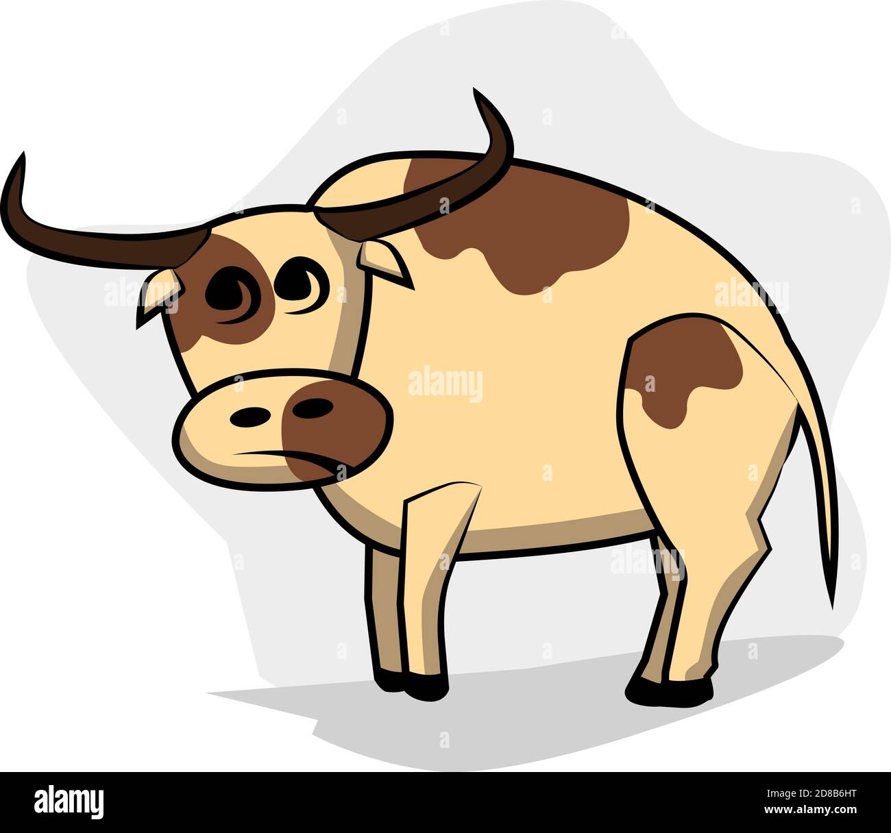 spotted beige cow on a gray background. Animals illustration in flat ...