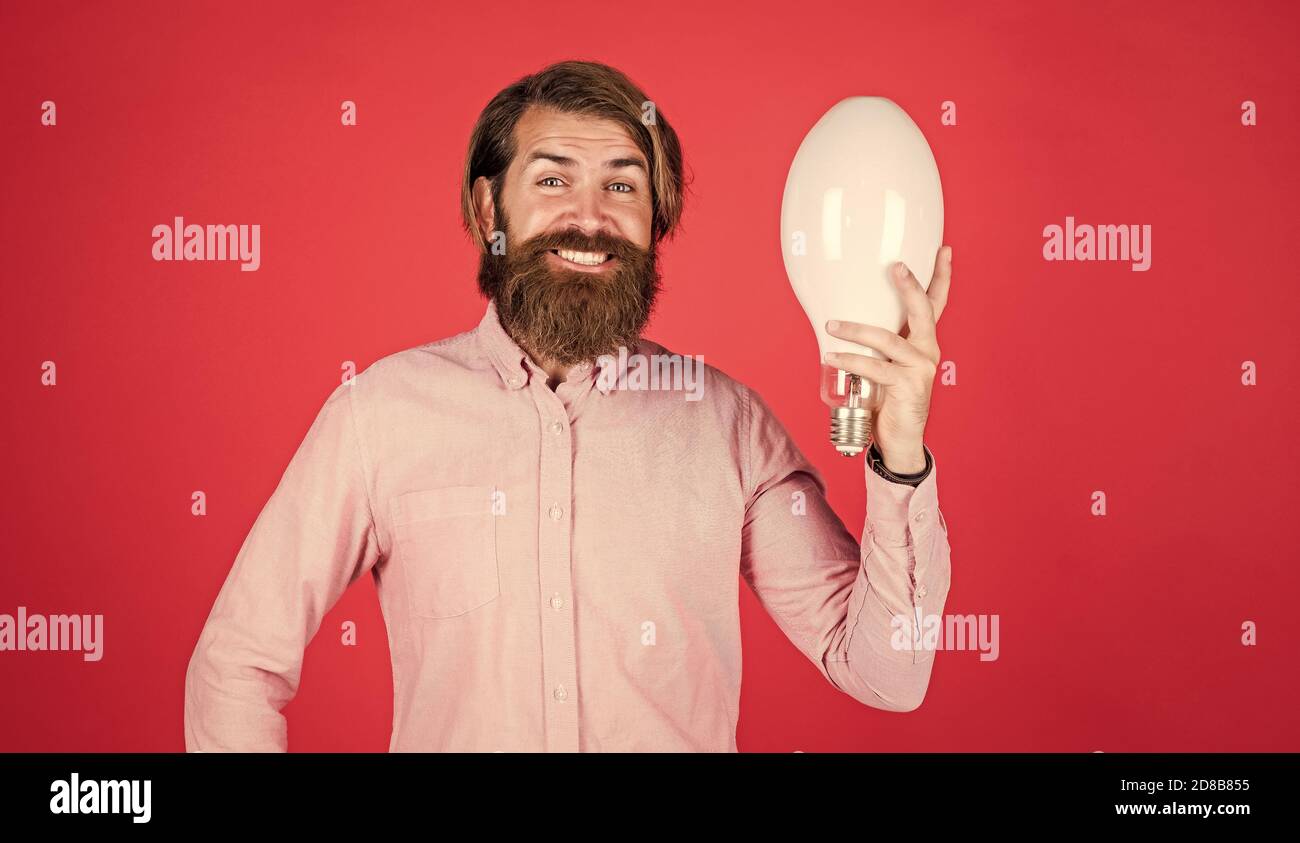 idea lamp concept in hand. man with lamp illuminating his path. hipster ...