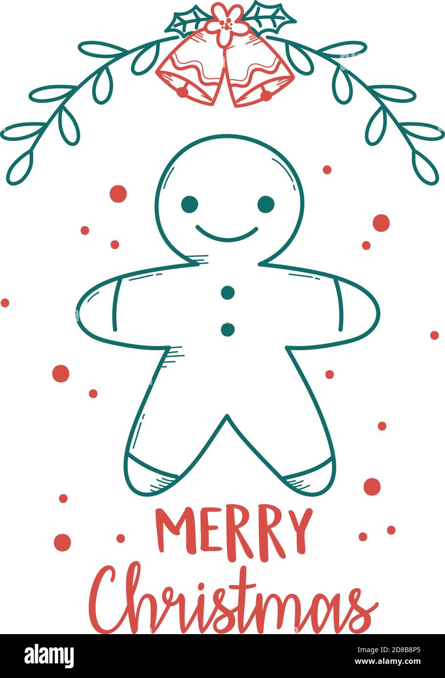 christmas gingerbread man bells branches decoration vector illustration ...