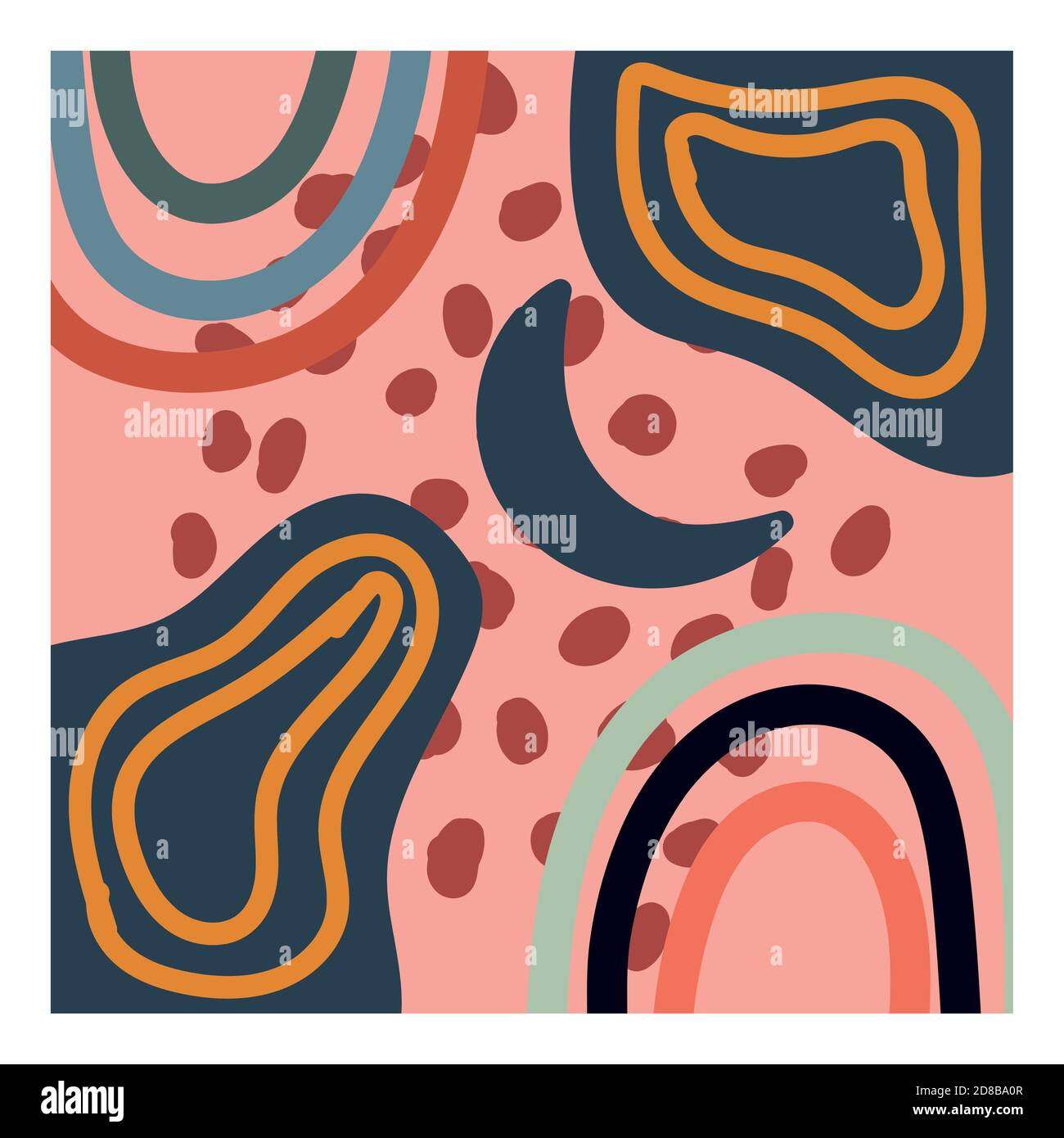 doodle contemporary moon spots and abstract trendy style vector ...