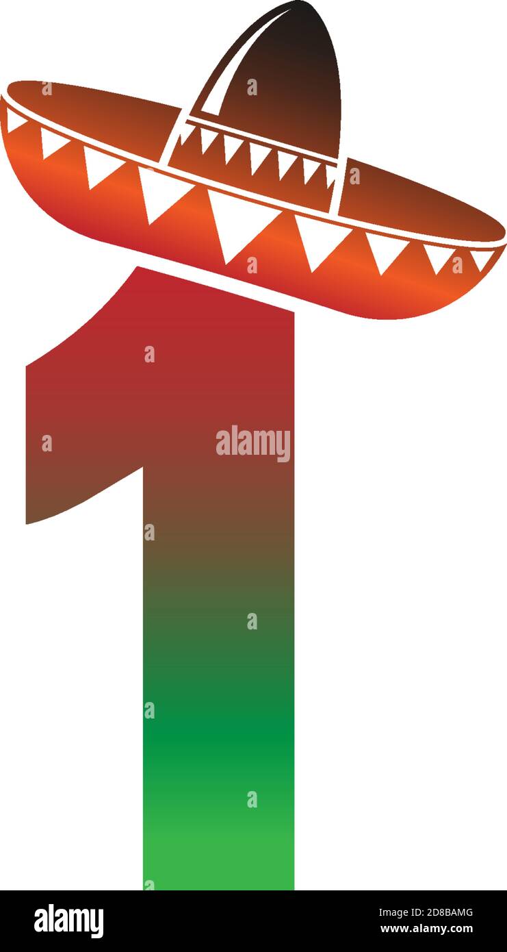 Number 1 Mexican hat concept design illustration Stock Vector Image ...