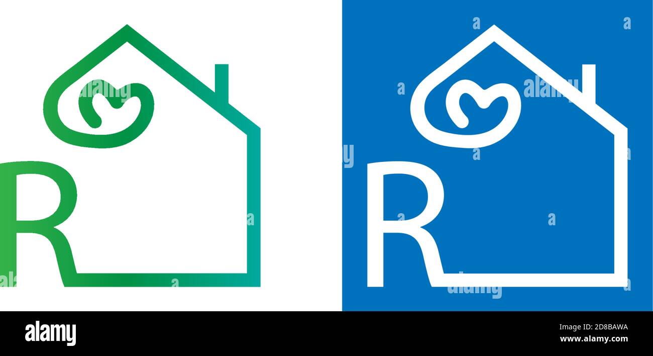 Letter R house with love icon logo template Stock Vector Image & Art ...