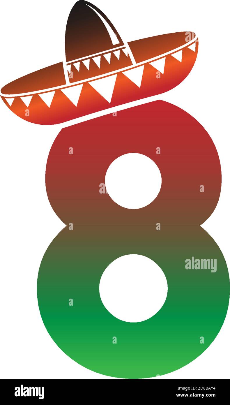 Number 8 Mexican hat concept design illustration Stock Vector Image ...