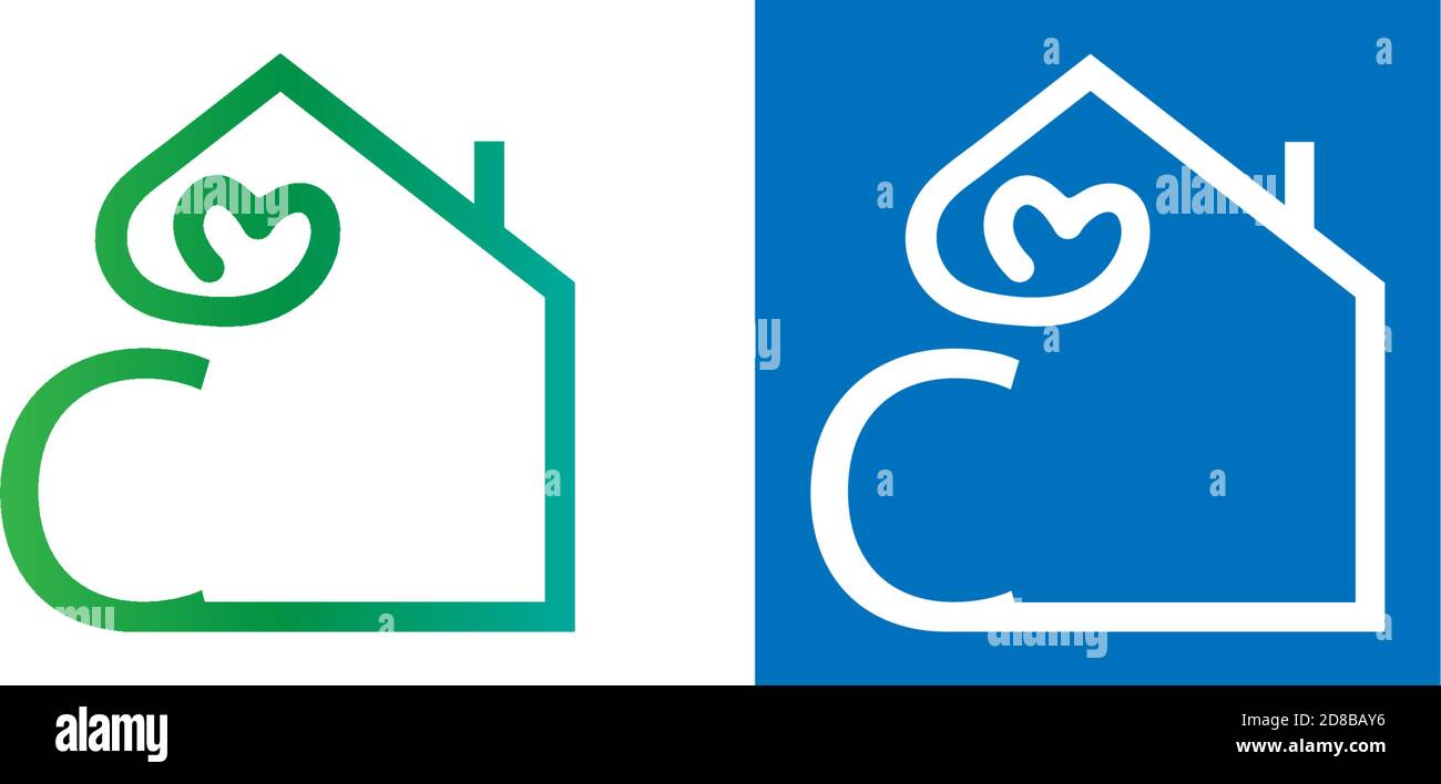 Letter C house with love icon logo template Stock Vector Image & Art ...