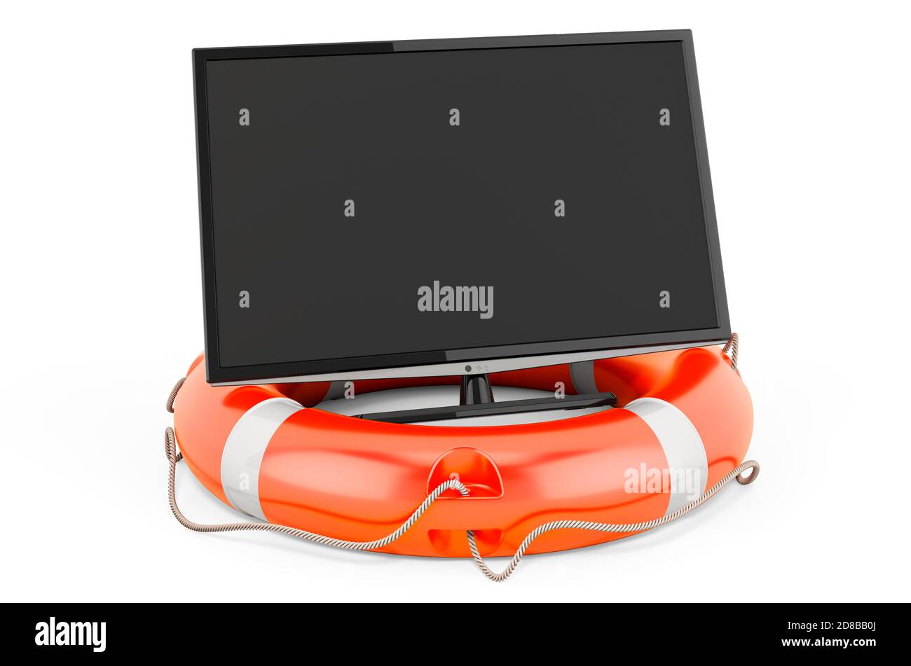 Service and repair of modern TV set, 3D rendering isolated on white ...