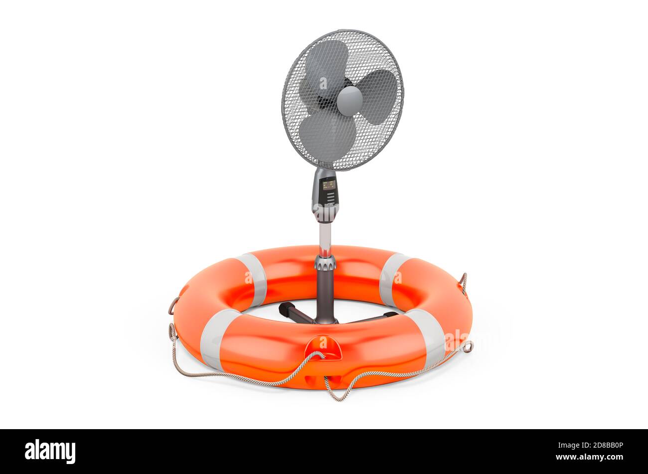 Service and repair of standing pedestal fan, 3D rendering isolated on ...