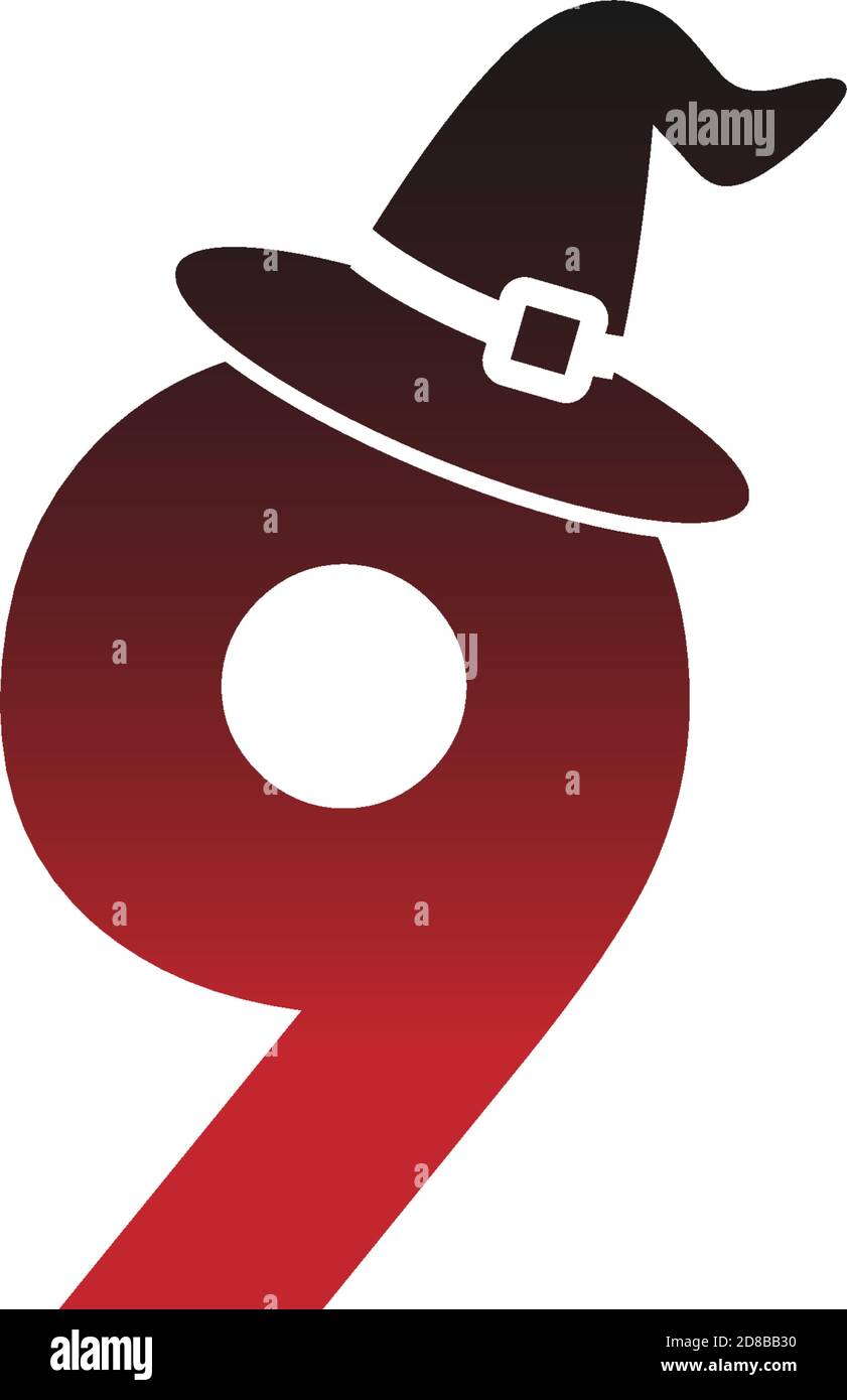 Number 9 witch hat concept design Illustrator Stock Vector Image & Art ...