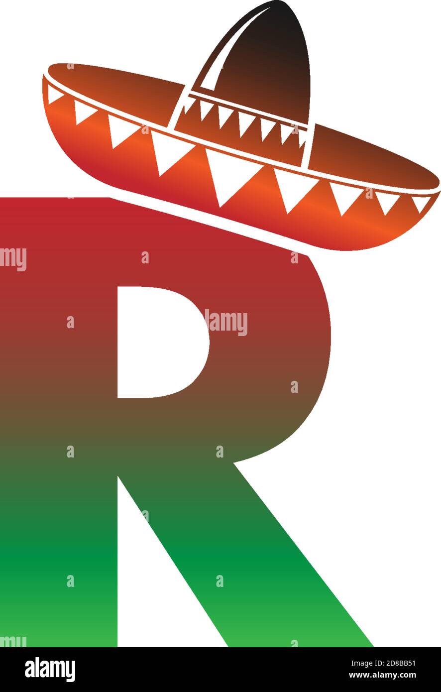 Letter R Mexican hat concept design illustration Stock Vector Image ...