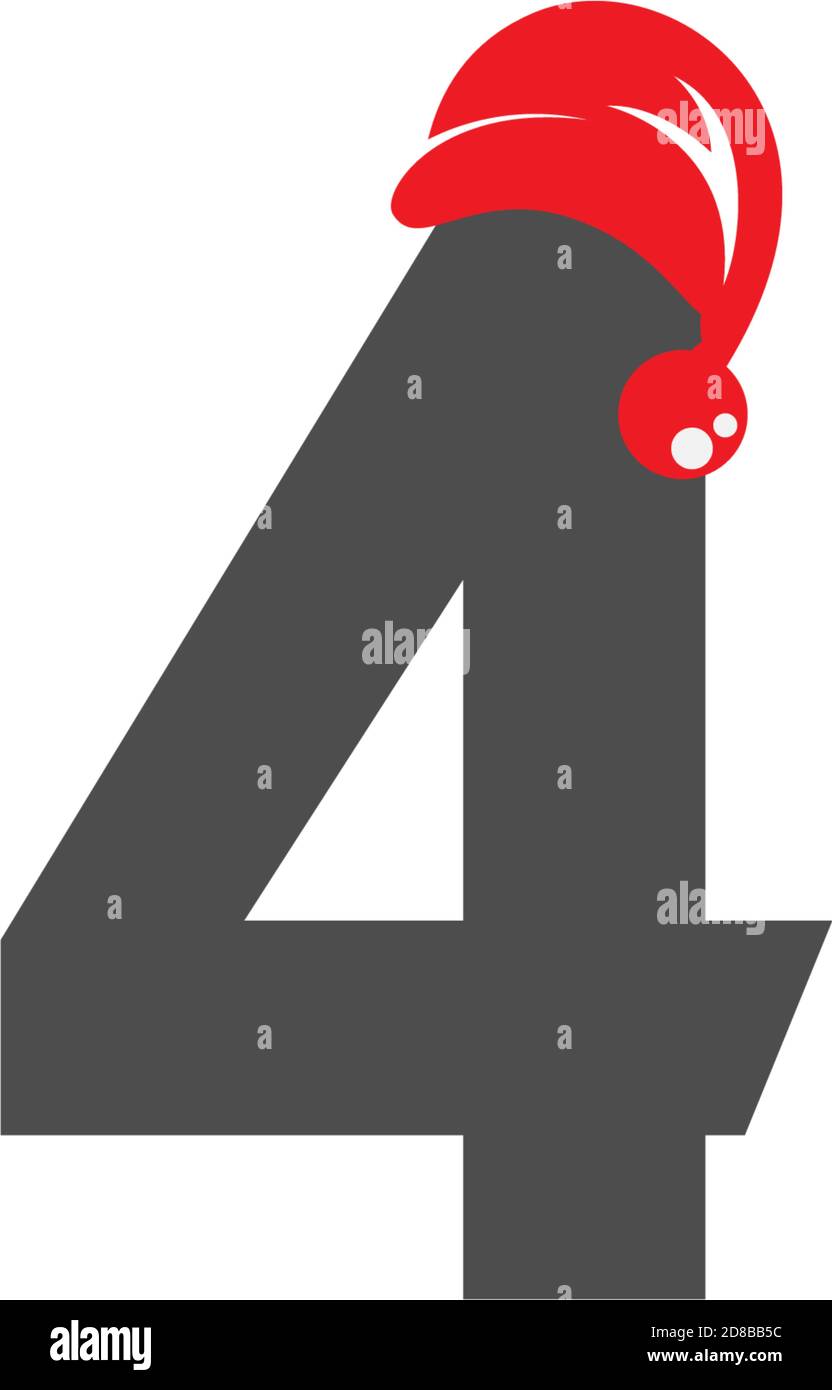 Number 4 Santa hat concept design illustration Stock Vector Image & Art ...