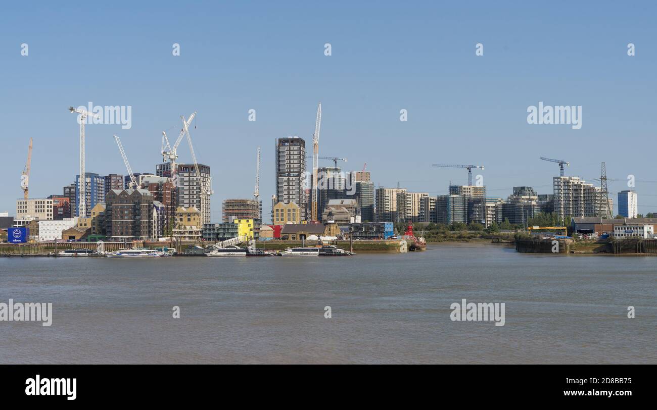 Construction work of Trinity Buoy Wharf on a sunny day. Canning Town ...