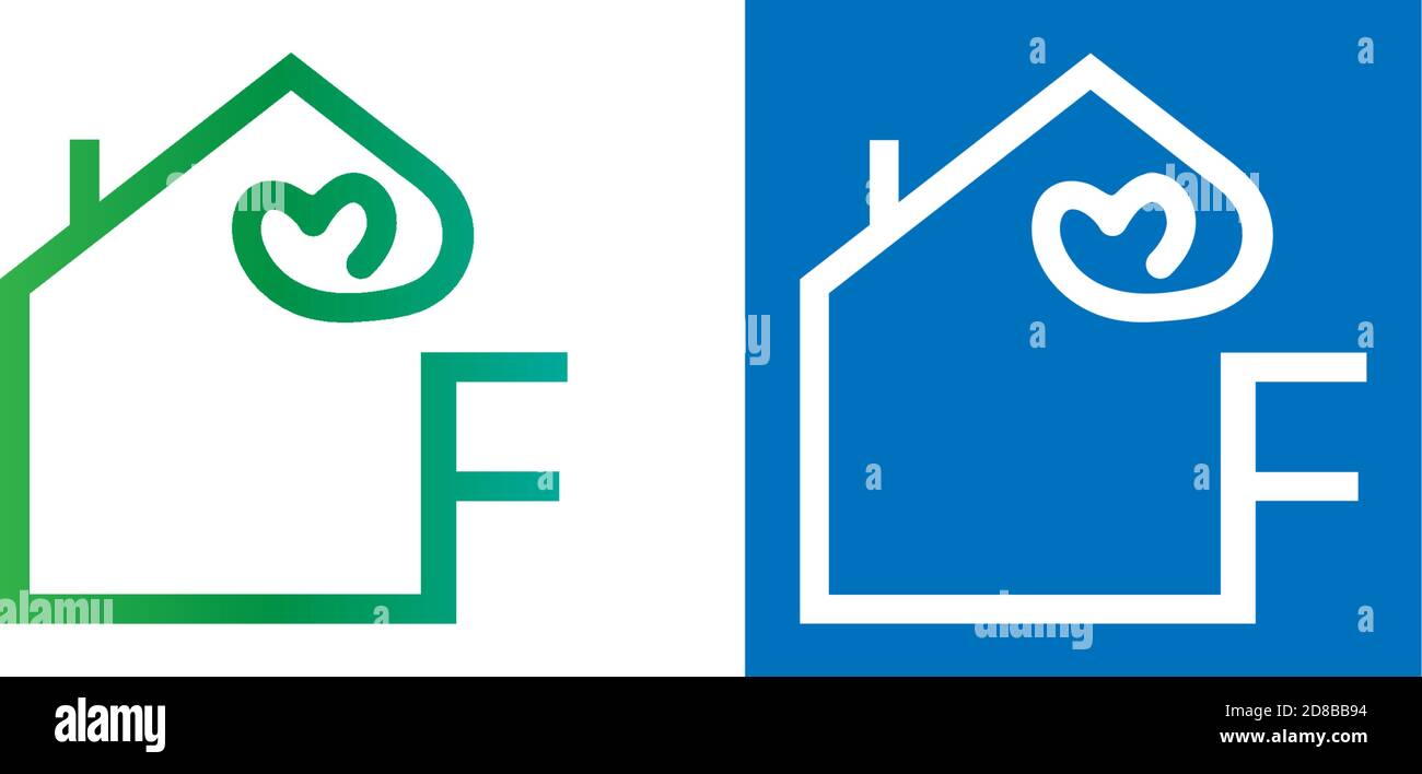 Letter F house with love icon logo template Stock Vector Image & Art ...