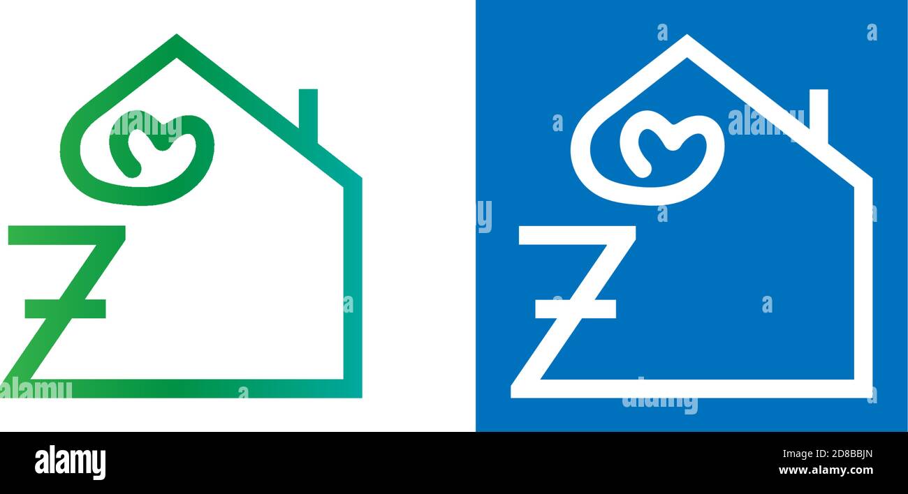 Letter Z house with love icon logo template Stock Vector Image & Art ...