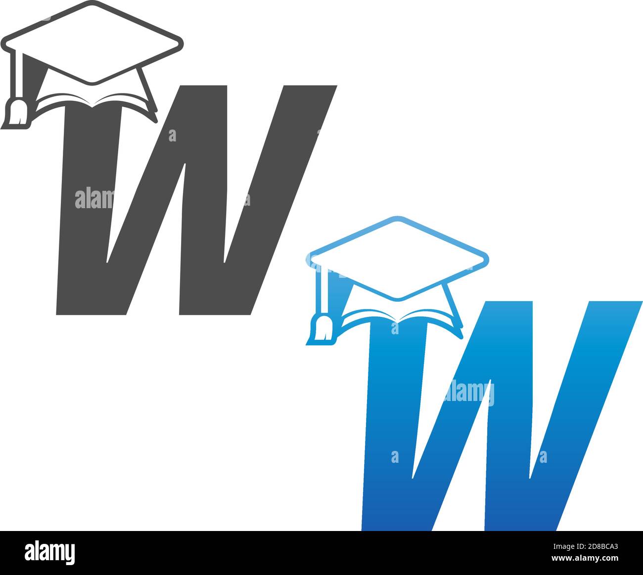 Letter W graduation cap concept design template Stock Vector Image ...