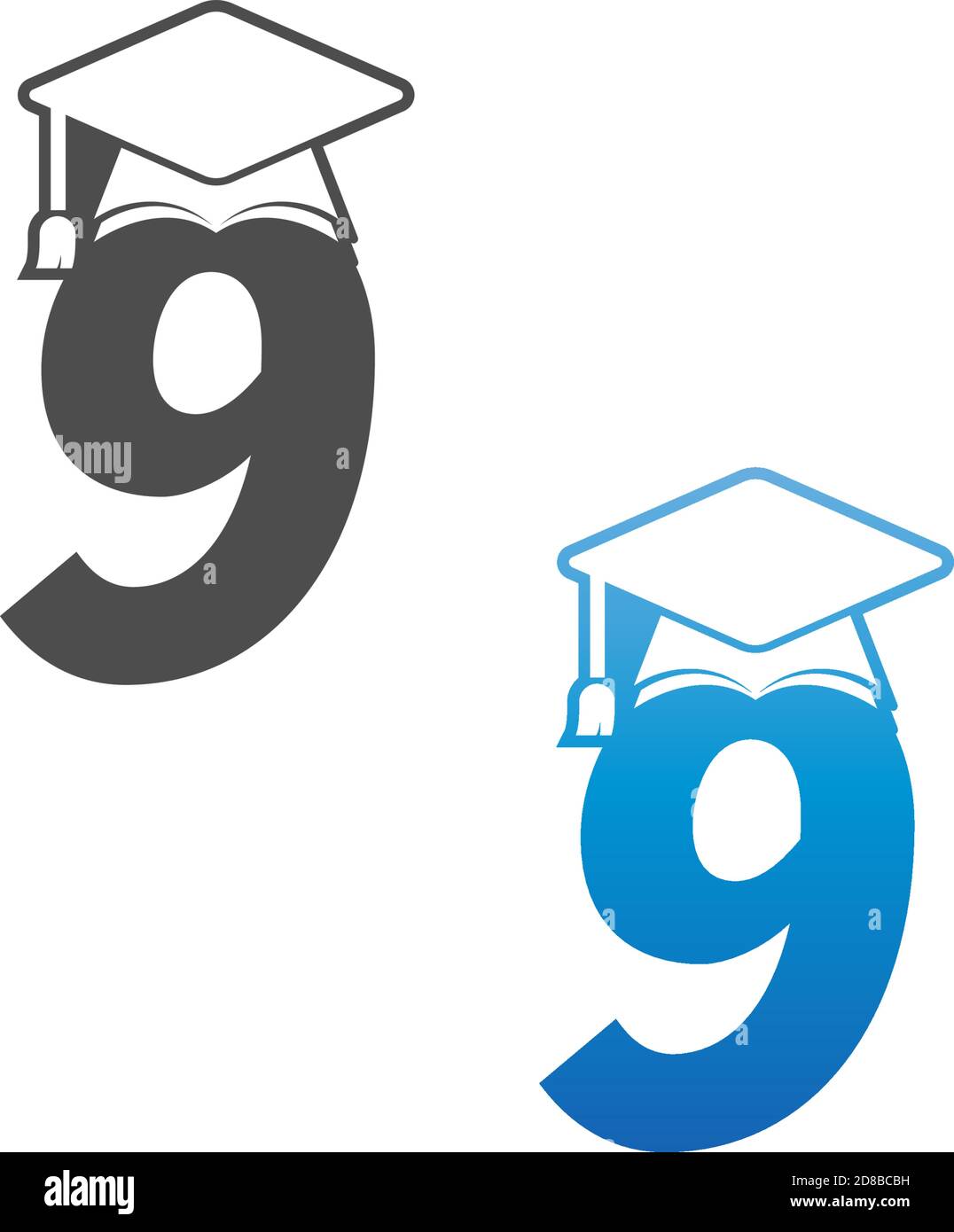 Number 9 graduation cap concept design template Stock Vector Image ...