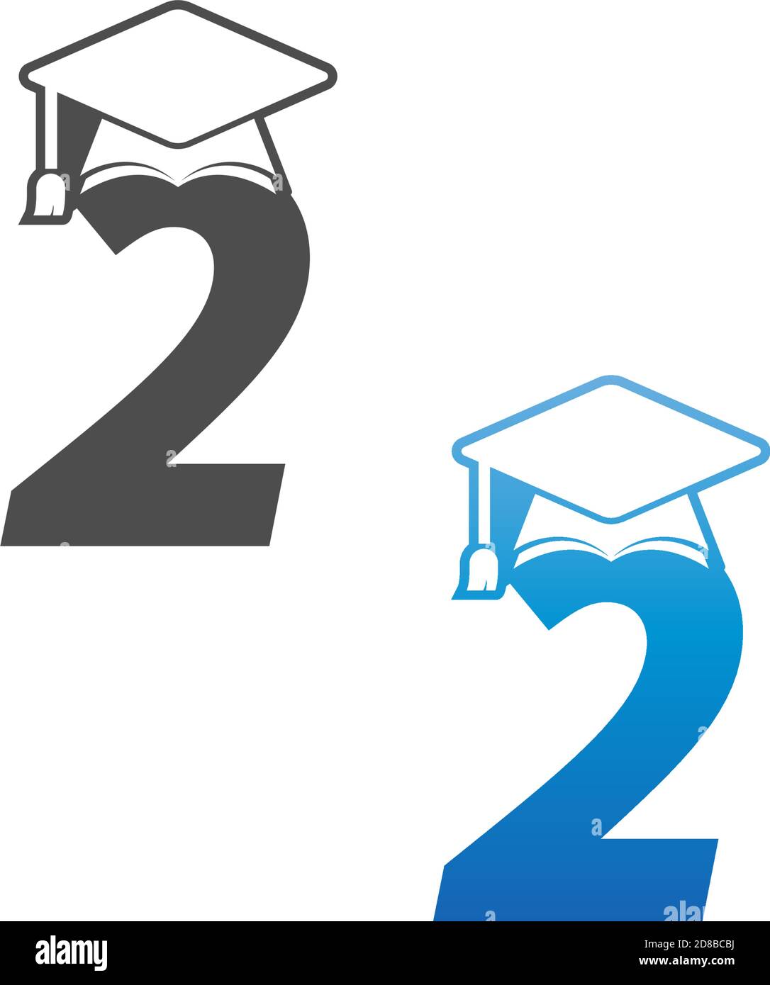 Number 2 graduation cap concept design template Stock Vector Image ...