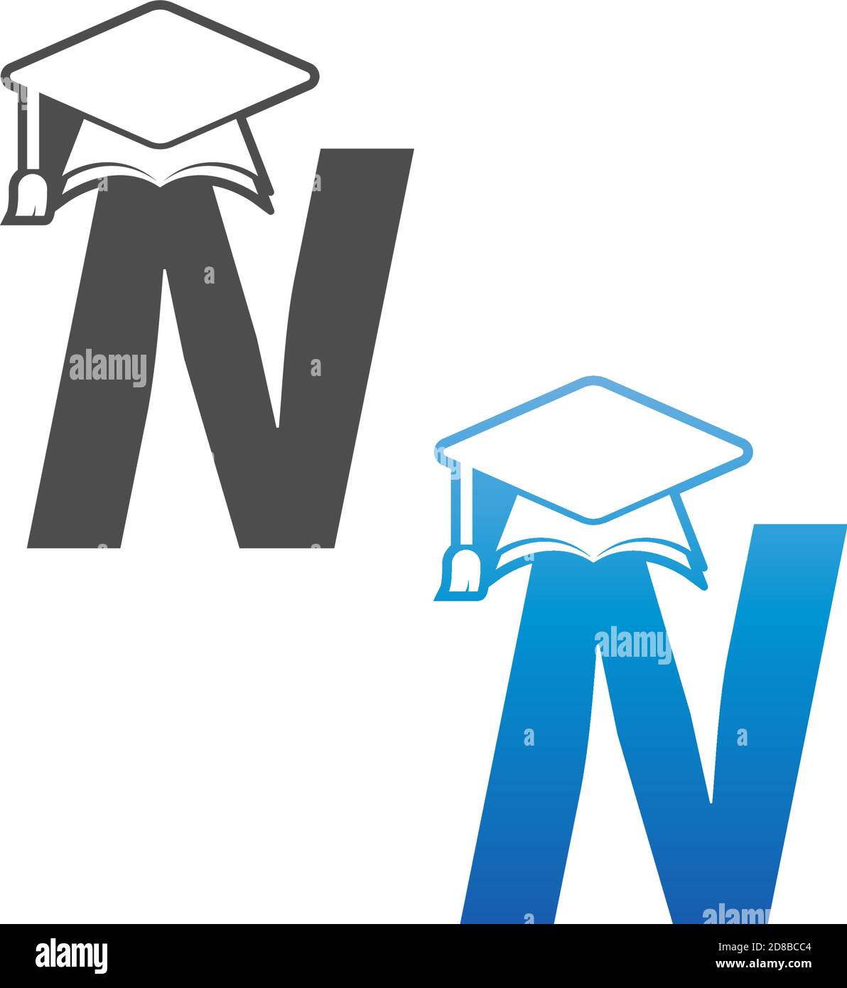 Letter N graduation cap concept design template Stock Vector Image ...