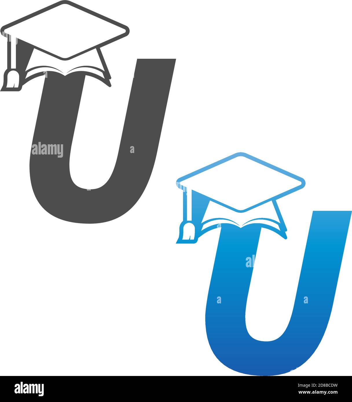 Letter U graduation cap concept design template Stock Vector Image ...