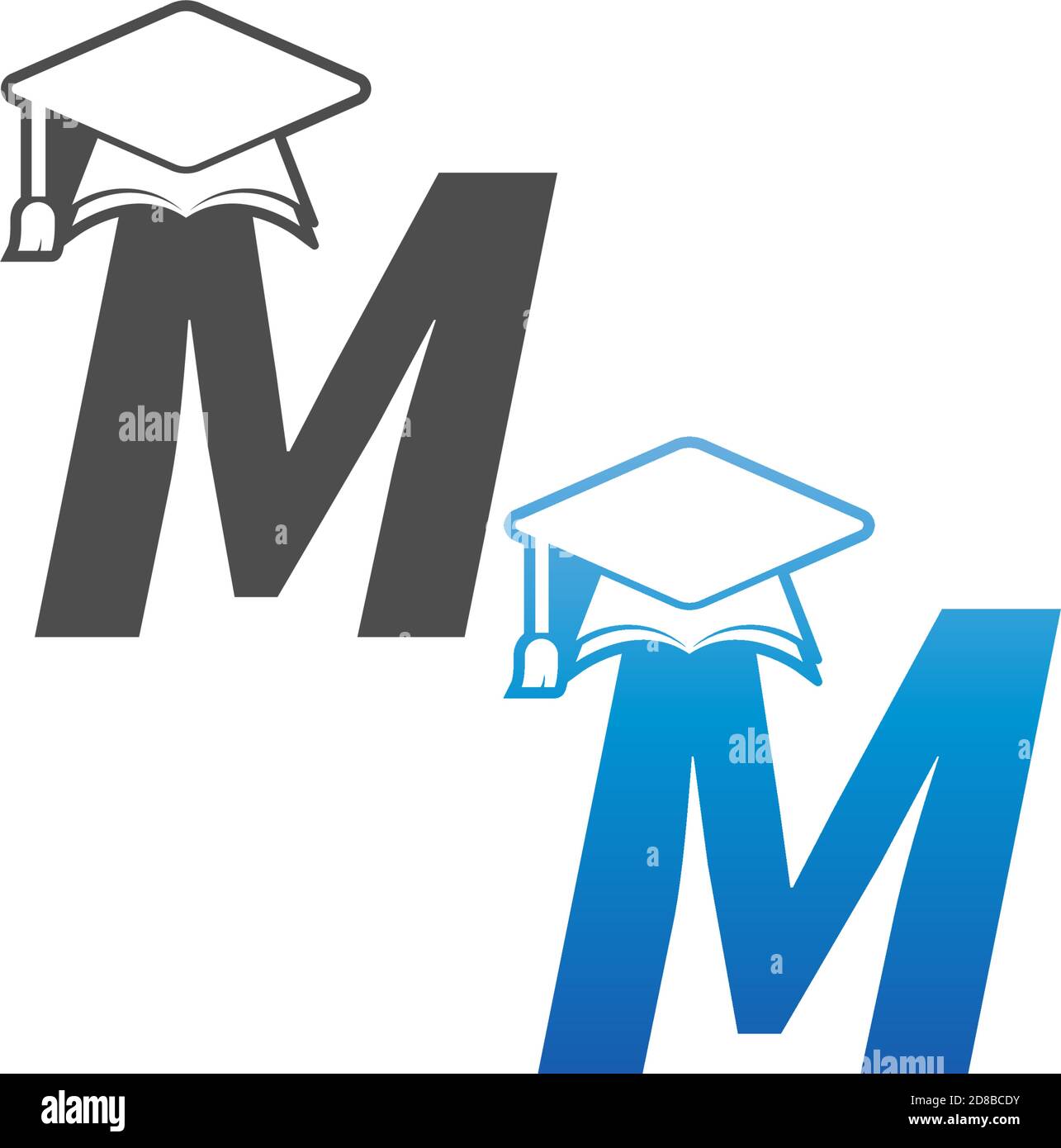 Letter M graduation cap concept design template Stock Vector Image ...