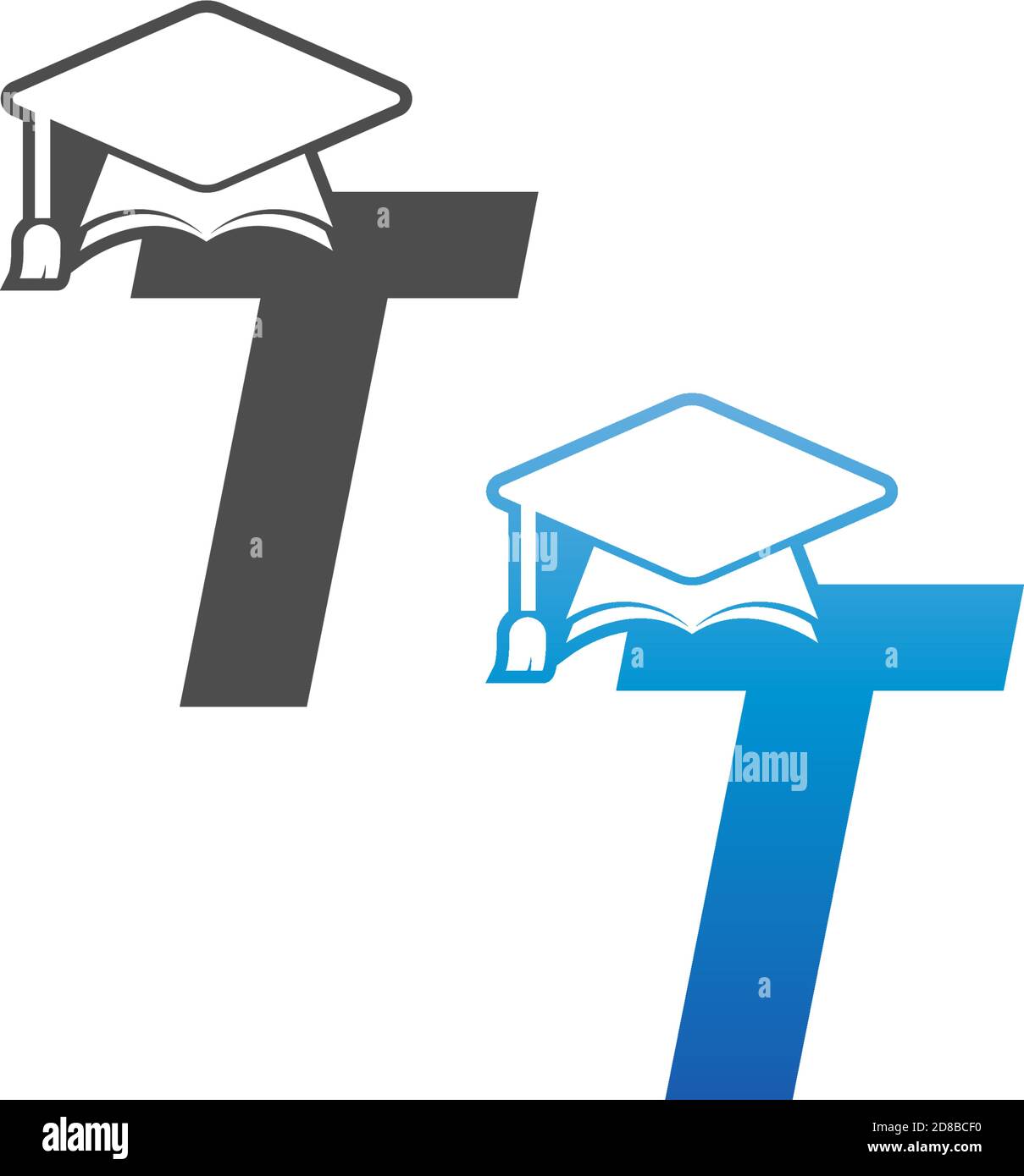 Letter T graduation cap concept design template Stock Vector Image ...