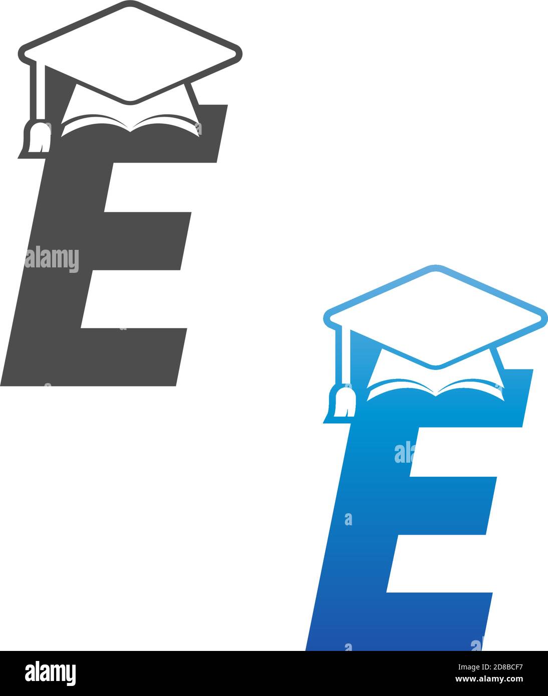 Letter E graduation cap concept design template Stock Vector Image ...