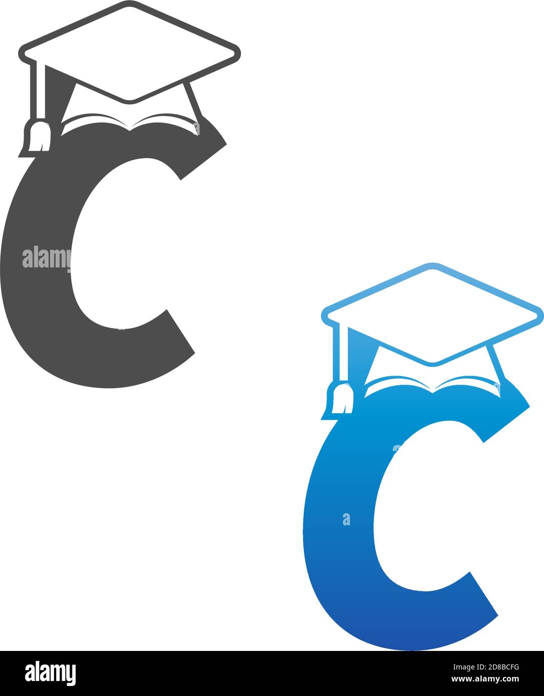 Letter C graduation cap concept design template Stock Vector Image ...