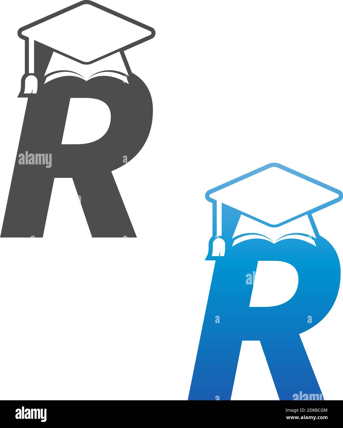 Letter R graduation cap concept design template Stock Vector Image ...