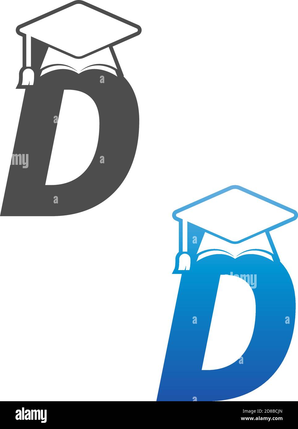 Letter D graduation cap concept design template Stock Vector Image ...