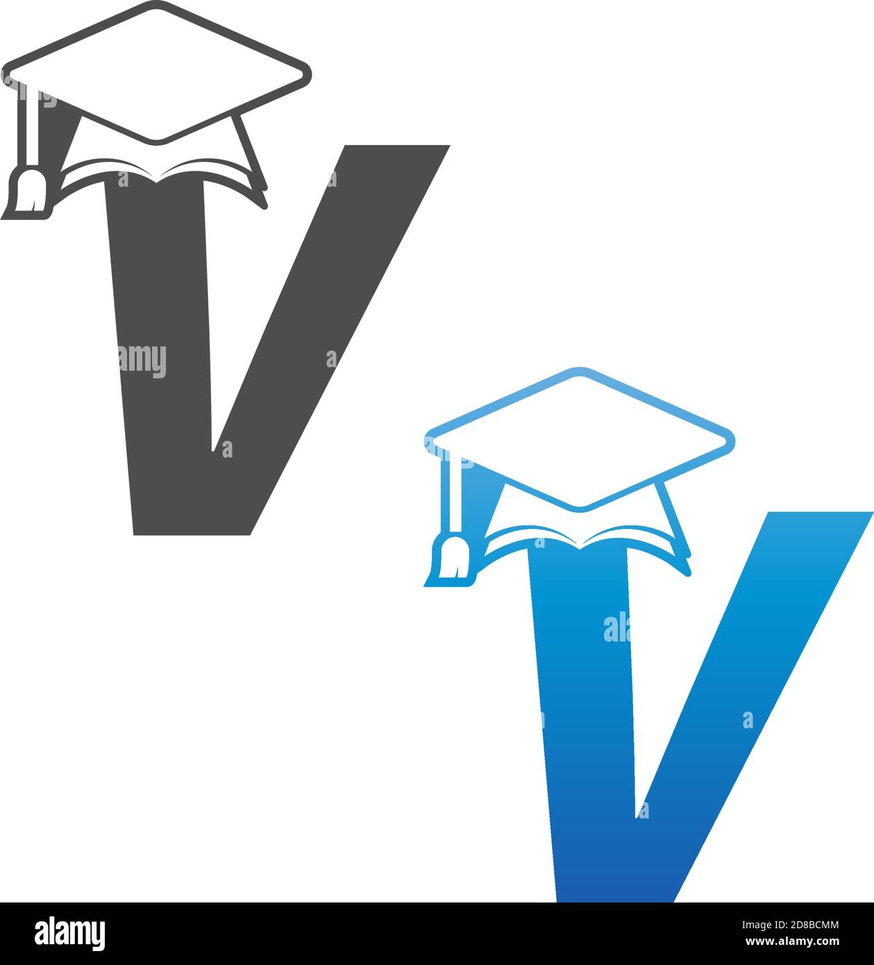 Letter V graduation cap concept design template Stock Vector Image ...