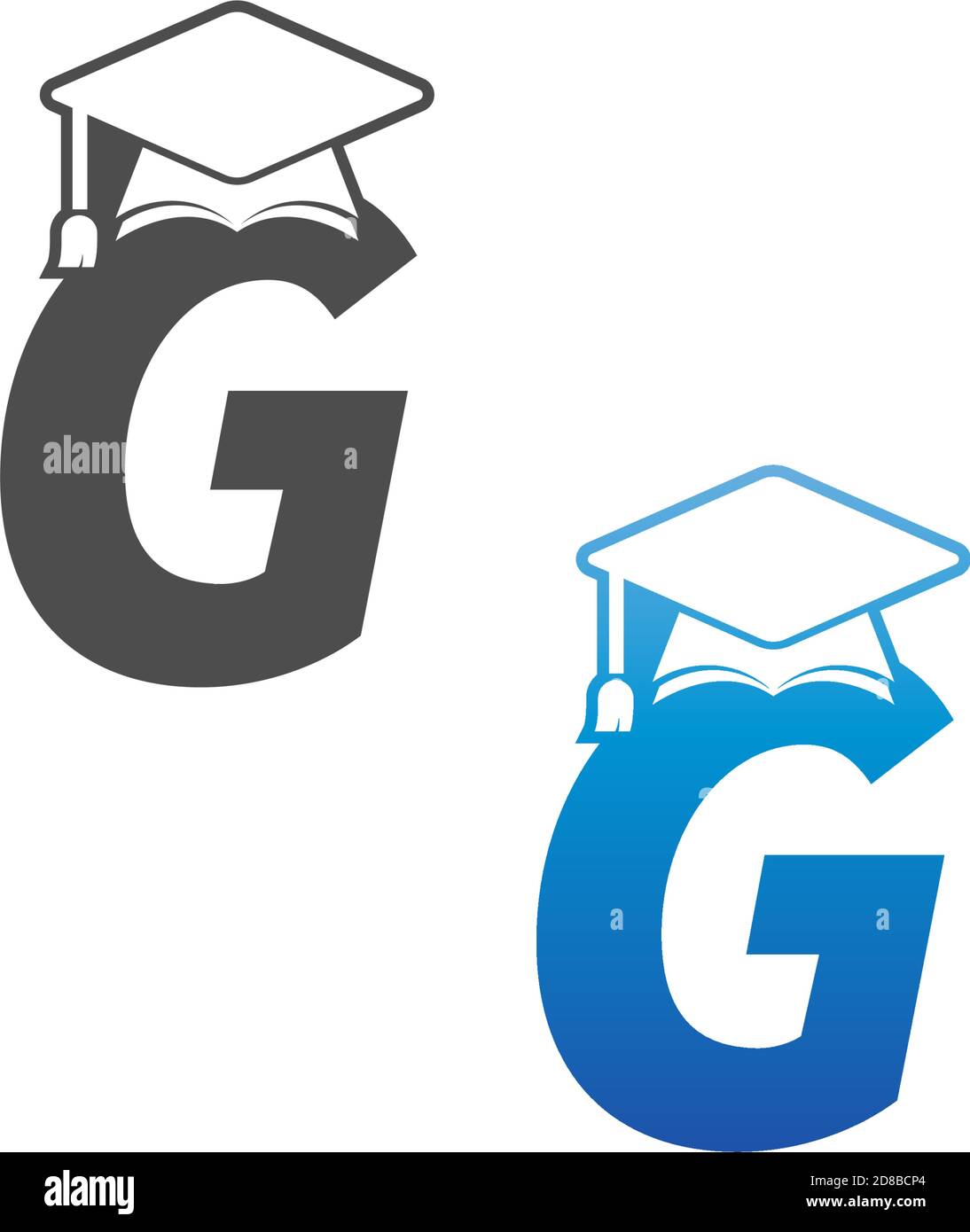 Letter G graduation cap concept design template Stock Vector Image ...