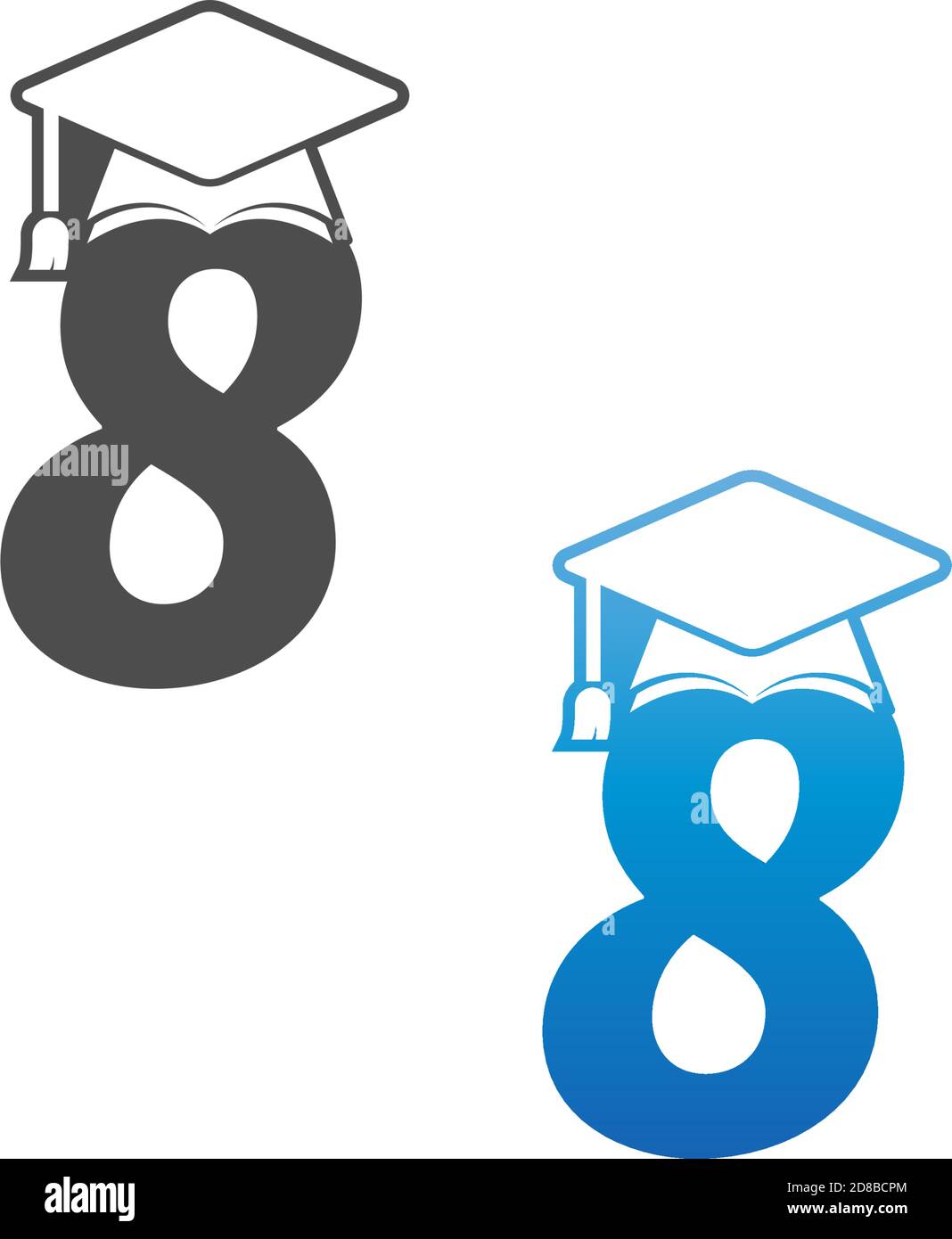 Number 8 graduation cap concept design template Stock Vector Image ...