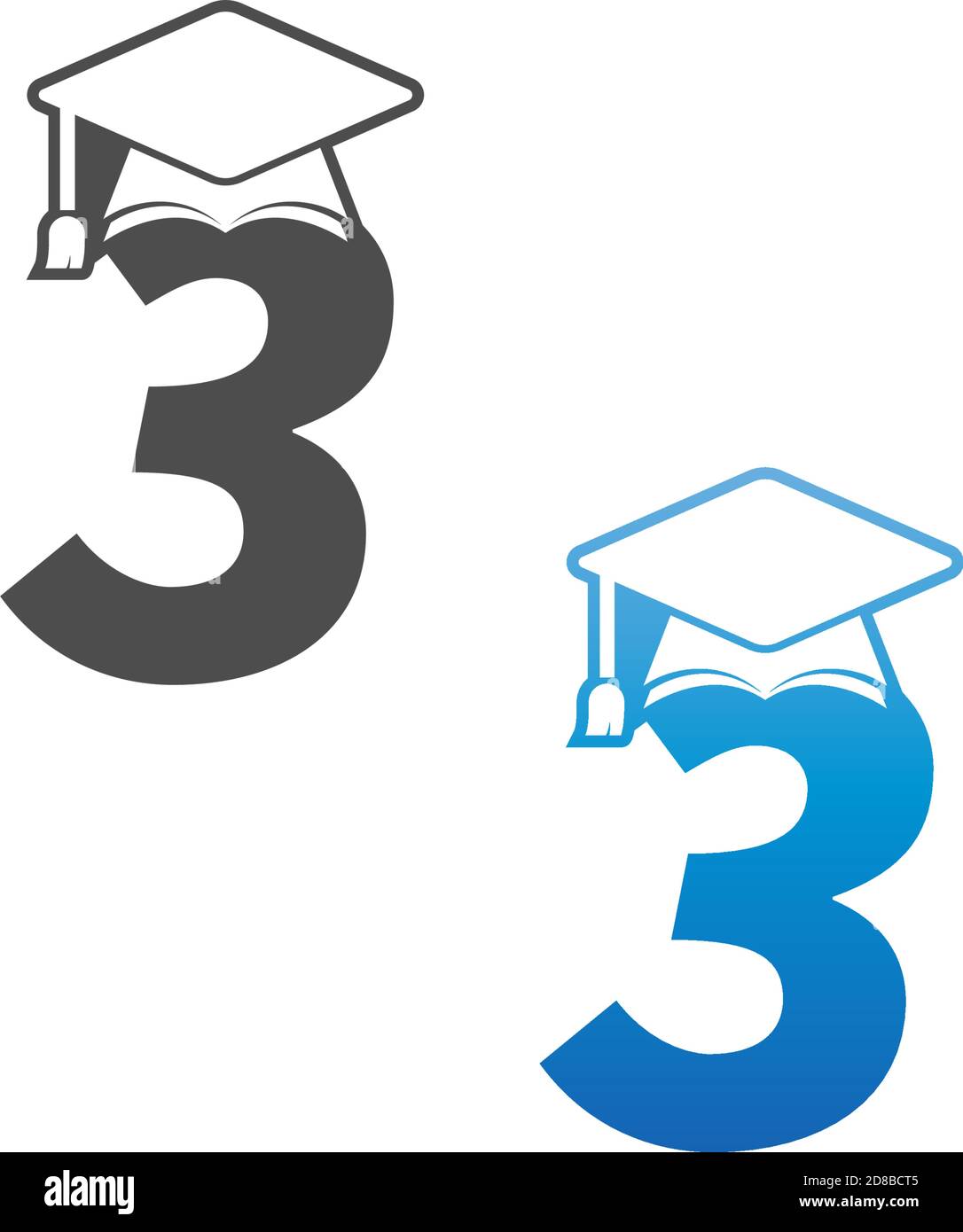 Number 3 graduation cap concept design template Stock Vector Image ...