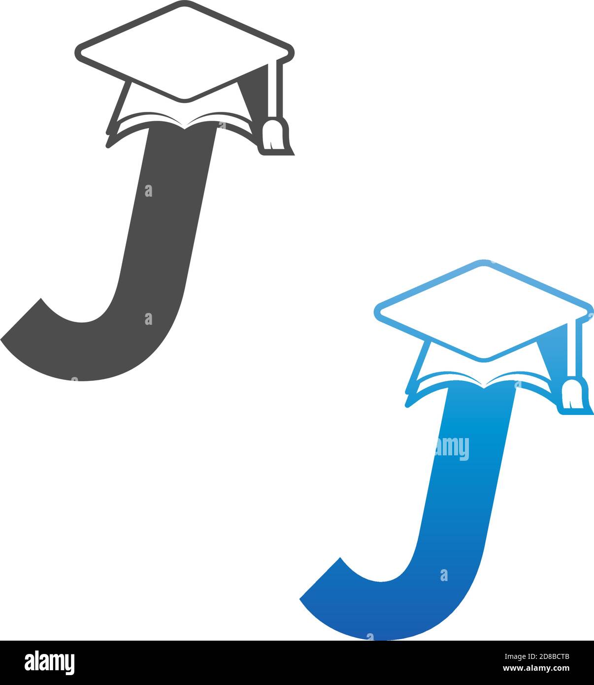 Letter J graduation cap concept design template Stock Vector Image ...