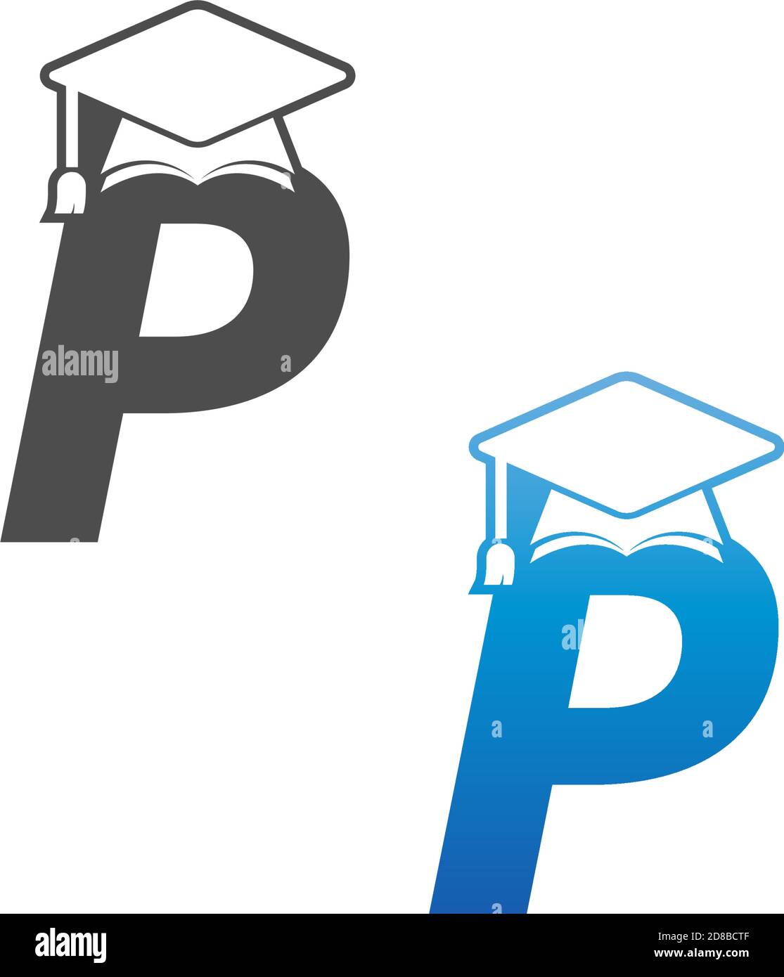 Letter P graduation cap concept design template Stock Vector Image ...
