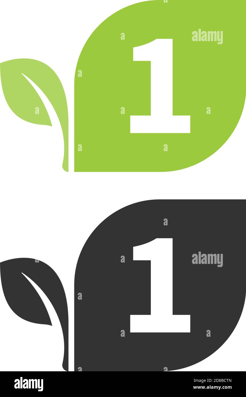Number 1 logo leaf icon design concept vector Stock Vector Image & Art ...
