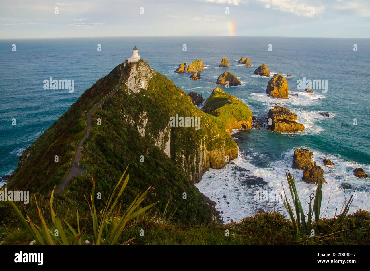 Aerial view of Nugget Point Lighthouse Stock Photo - Alamy