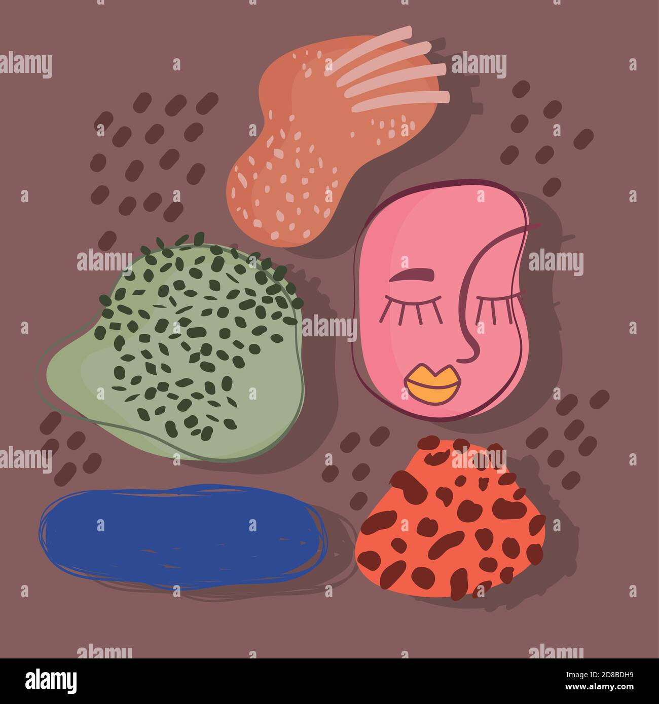 doodle contemporary face color spots dots abstract icons vector ...