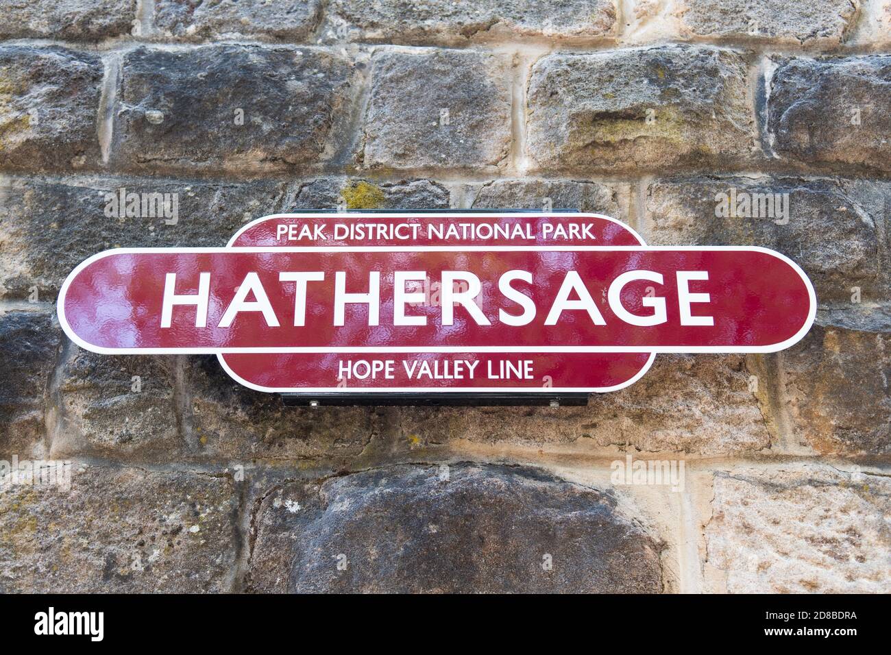 Sign Hathersage Peak District National Park. Train station in ...