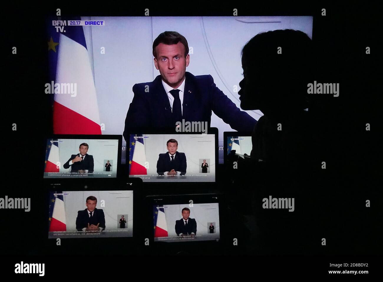 French president emmanuel macron watches hi-res stock photography and ...
