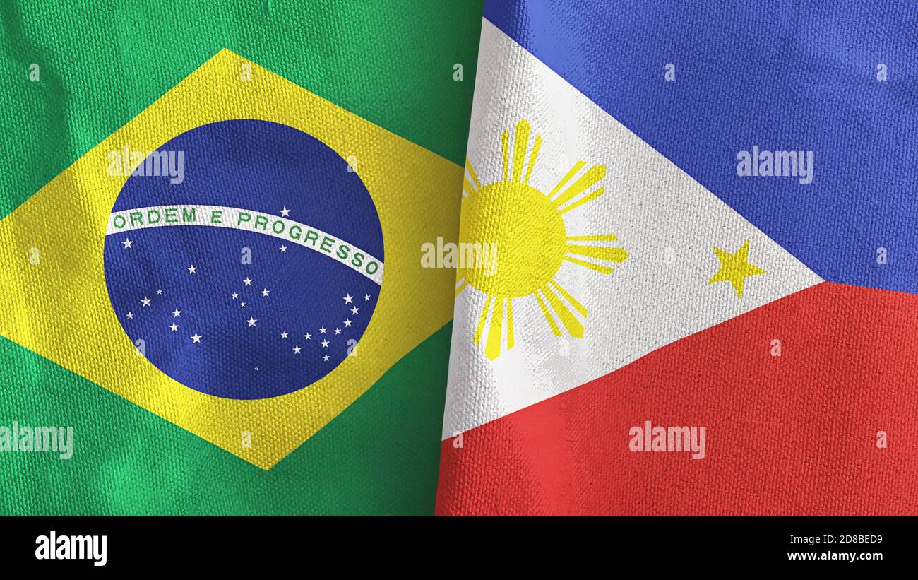 Philippines and Brazil two flags textile cloth 3D rendering Stock Photo ...