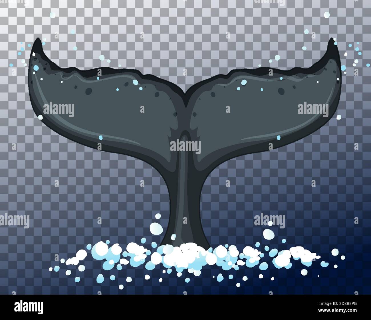 Blue whale tale in water on transparent background illustration Stock ...