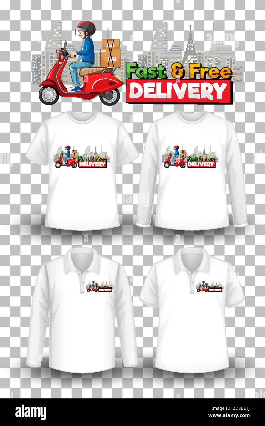 Set of mockup shirt with delivery theme illustration Stock Vector Image ...